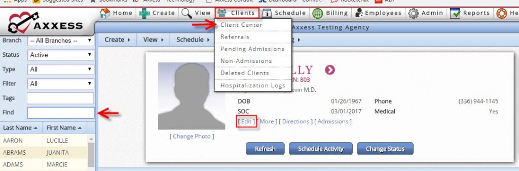 Edit Client - Help Center