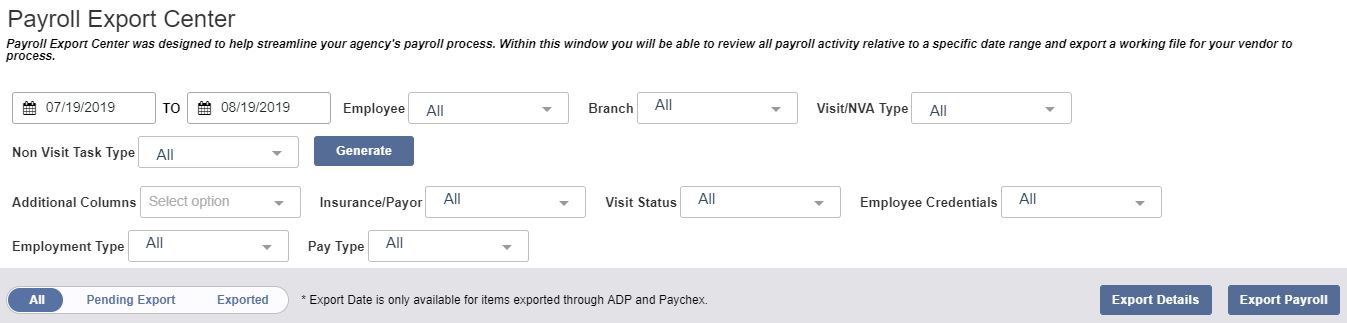 Payroll Export Center - Help Center