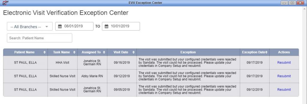 Electronic Visit Verification (EVV) Exception Center - Axxess Home ...