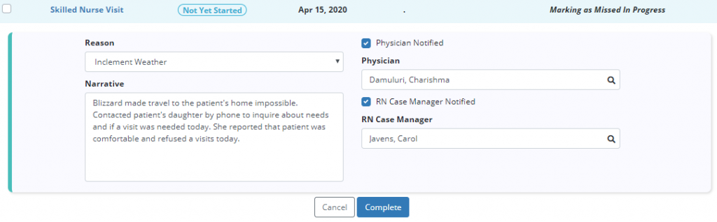 Download/Print Missed Visits - Help Center