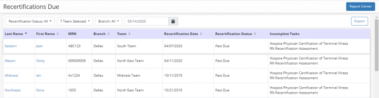 Recertifications Due Report Updates - Help Center