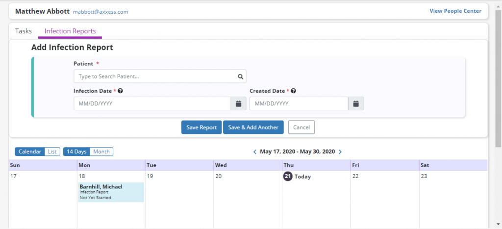 Infection Log and Reporting - Help Center