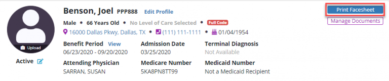Create Face Sheet Comments in the Patient Charts with Axxess Hospice
