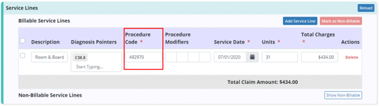 Room & Board Procedure Codes - Help Center