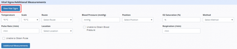 Vital Signs Log and Symptom Ratings Log in Axxess Hospice