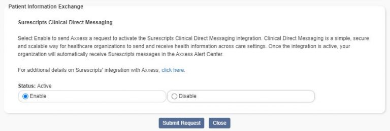 Surescripts Clinical Direct Messaging Integration in Axxess Home Health