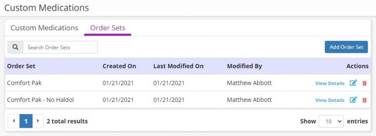 Medication Order Sets in Axxess Hospice