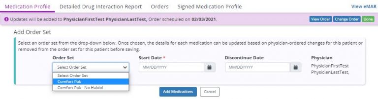 Medication Order Sets in Axxess Hospice