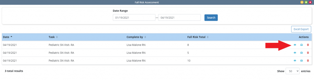 Fall Risk Assessment Addendum in Axxess Home Care