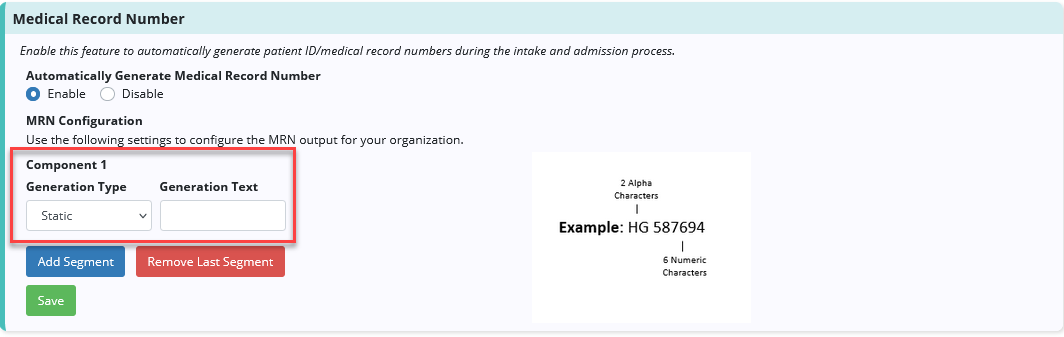 Medical Record Number (MRN) Automatic Generation in Axxess Hospice