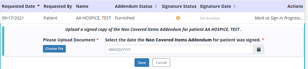 Updates to Election Addendum/Non-Covered Items