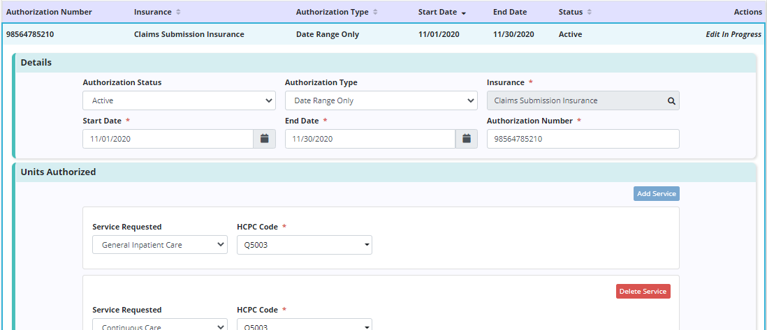 Room and Board Authorization Tracking in Axxess Hospice