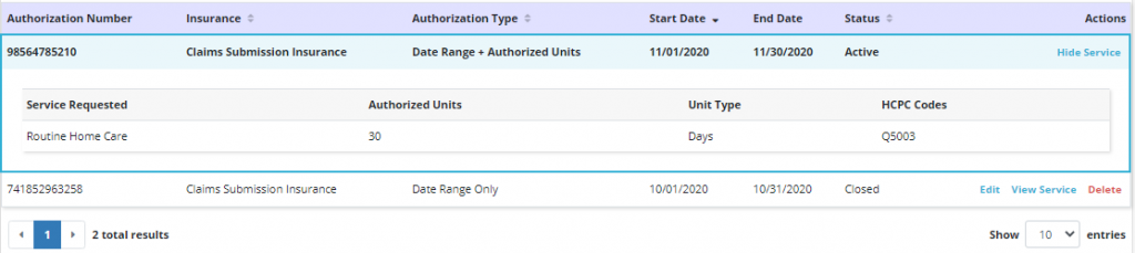Room and Board Authorization Tracking in Axxess Hospice