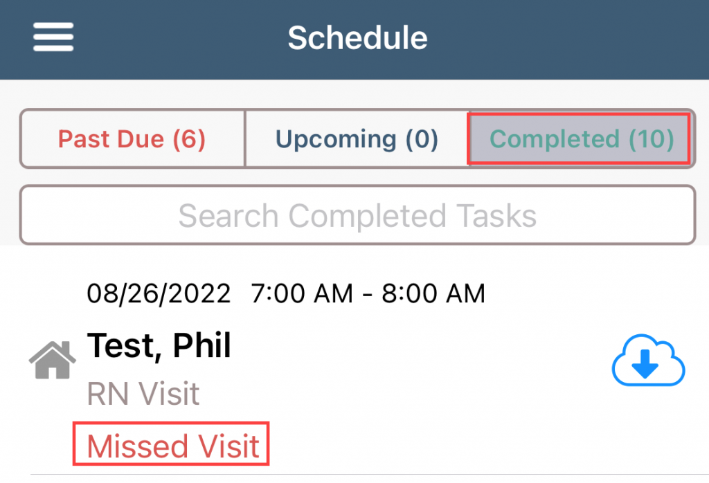 Missed Visits on the Axxess Home Care Mobile App