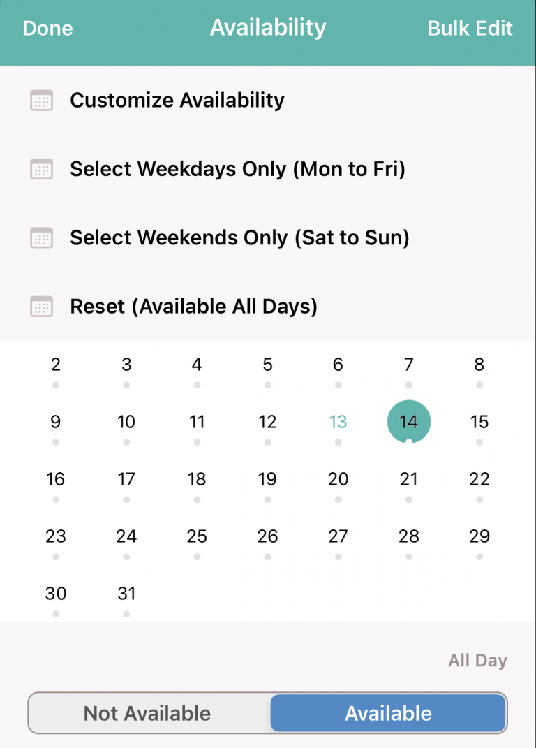 Availability Calendar in Clinician Profiles on Axxess CARE