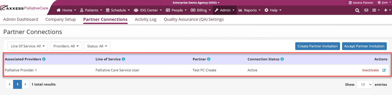 Partner Connections in Axxess Palliative Care