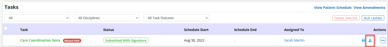 Download/Print Missed Visits - Help Center
