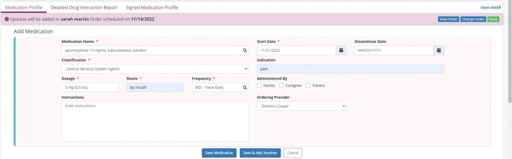 Enhanced Order Functionality in Axxess Palliative Care