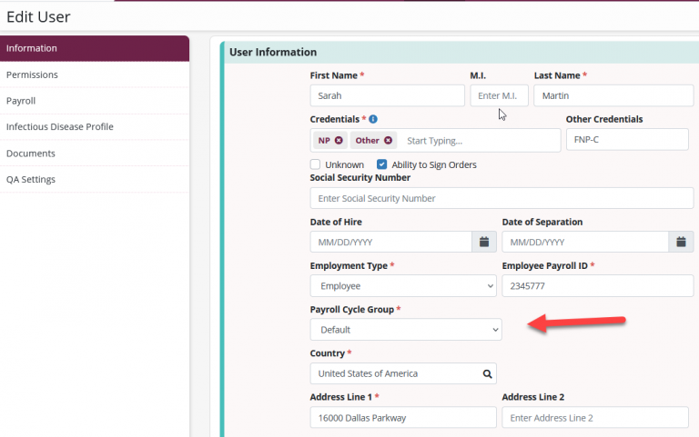 Payroll Center in Axxess Palliative Care