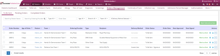 Order Management Updates in Axxess Palliative Care