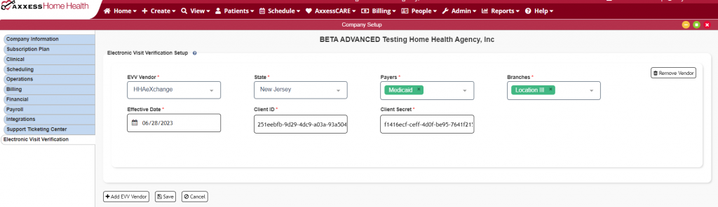 HHAeXchange EVV Integration in Axxess Home Health