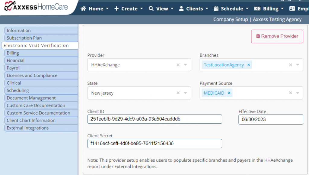 HHAeXchange EVV Integration in Axxess Home Care