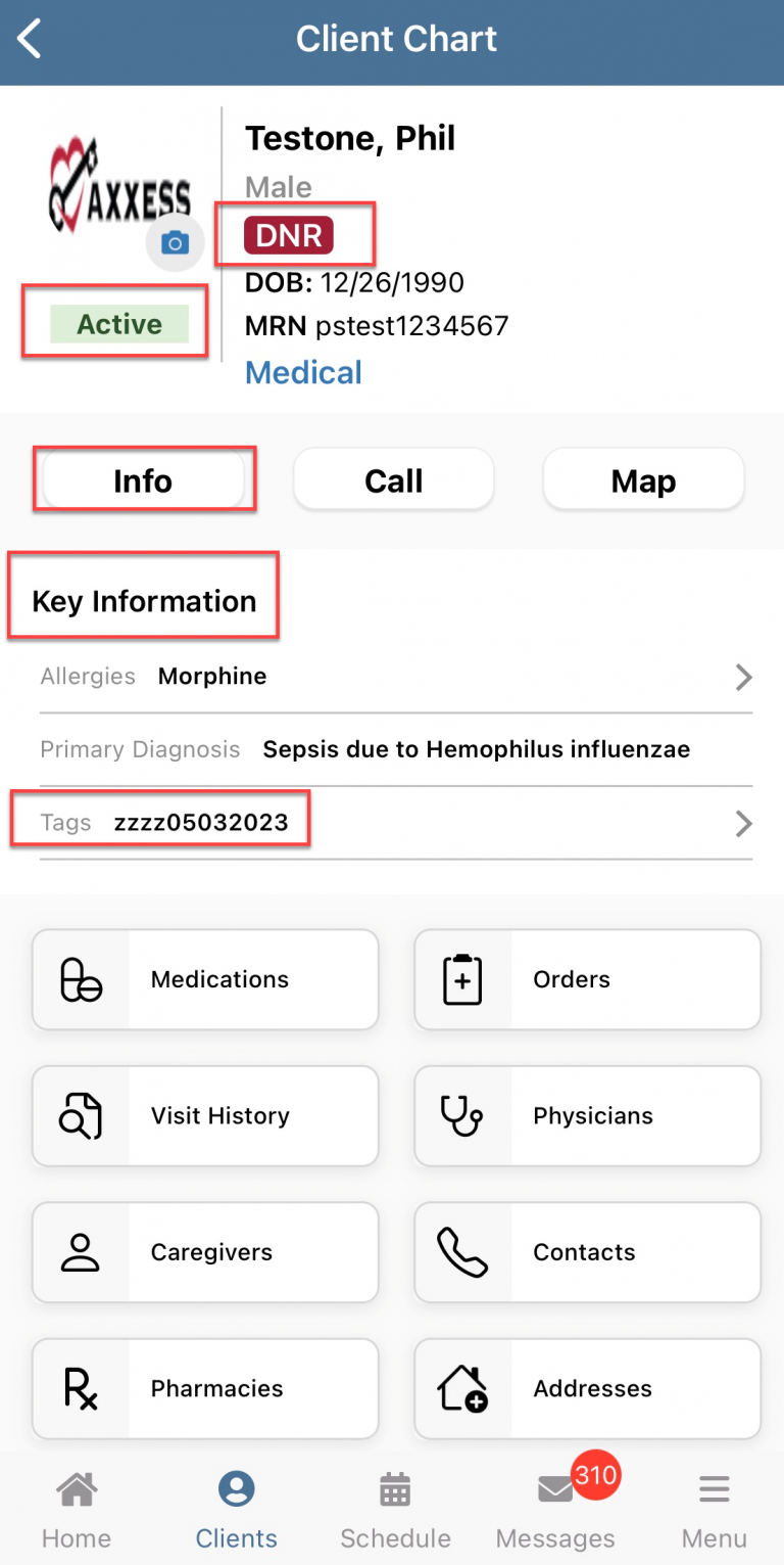 Mobile Client Chart Updates in Axxess Home Care