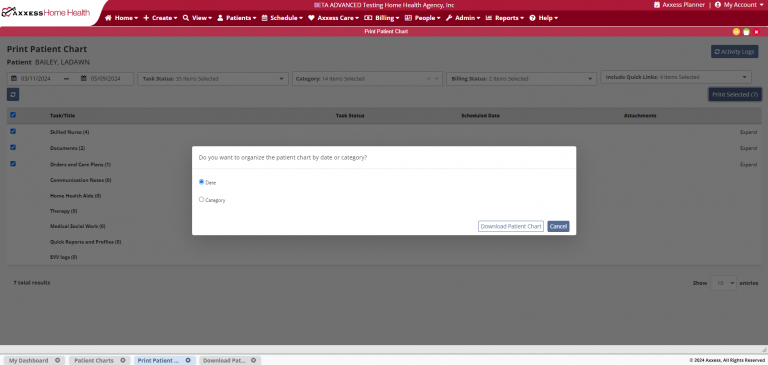 Download and Print Patient Chart in Axxess Home Health