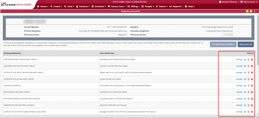 Medi-Span Medication Reconciliation Axxess Home Health