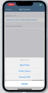 Client Consent for EVV Location Capture (Ohio) on Axxess Home Care Mobile App