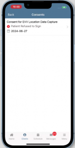 Client Consent for EVV Location Capture (Ohio) on Axxess Home Care Mobile App