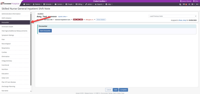 Encounters-Based Inpatient Documentation and Billing in Axxess Hospice