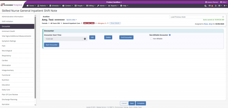 Encounters-Based Inpatient Documentation and Billing in Axxess Hospice