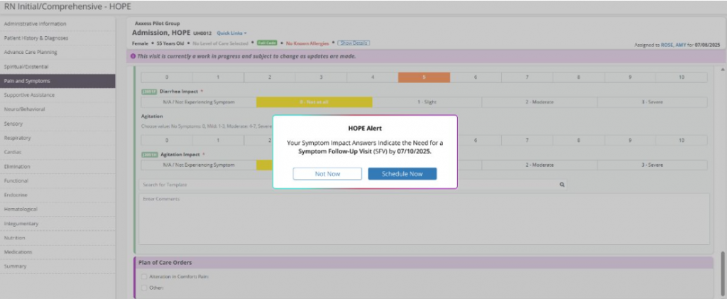 HOPE Workflow in Axxess Hospice